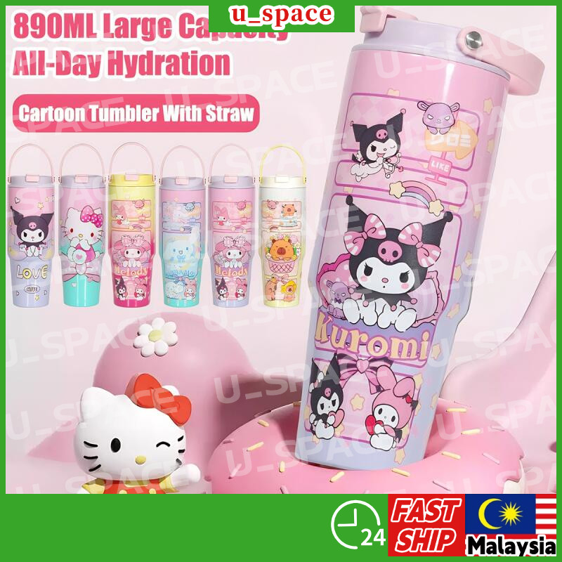 Sanrio Kuromi Tahan Sejuk Tumbler 890ML - Cinnamoroll Melody Capybara ...