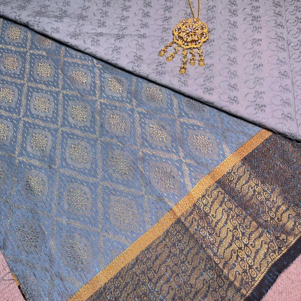 KAMDAR Songket Pastel Border Mix Cotton Embroidery Combo Set/Open Meter ...