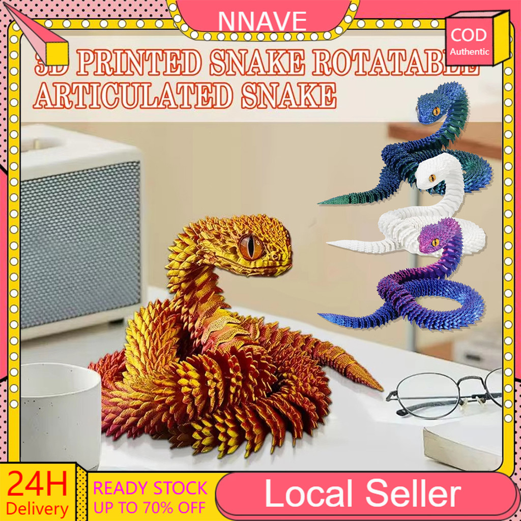 3D Printed Snake Articulated Bush Viper Toy-Dragon Snake Integrated ...