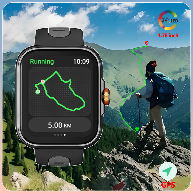 1.78-inch AMOLED Smart Watch GPS Bluetooth Call 24h Health Monitor Long ...