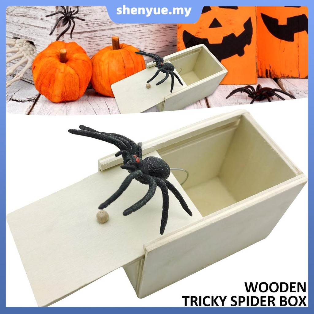 Spider Prank Box Wooden Prank Spider Scare Box Wooden Scare Spider Box ...
