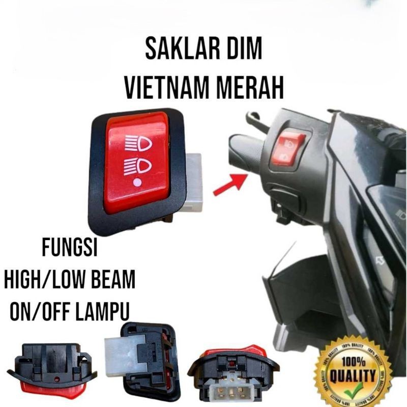 TOMBOL MERAH Dim Switch 3 FUNCTIONS Vietnam Red Button ON OFF switch ...