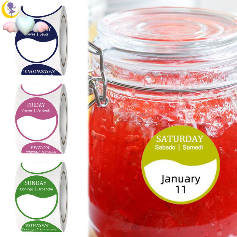 500Pcs Day of The Week Date Sticker Color Coded Dot Sticker Labels For ...