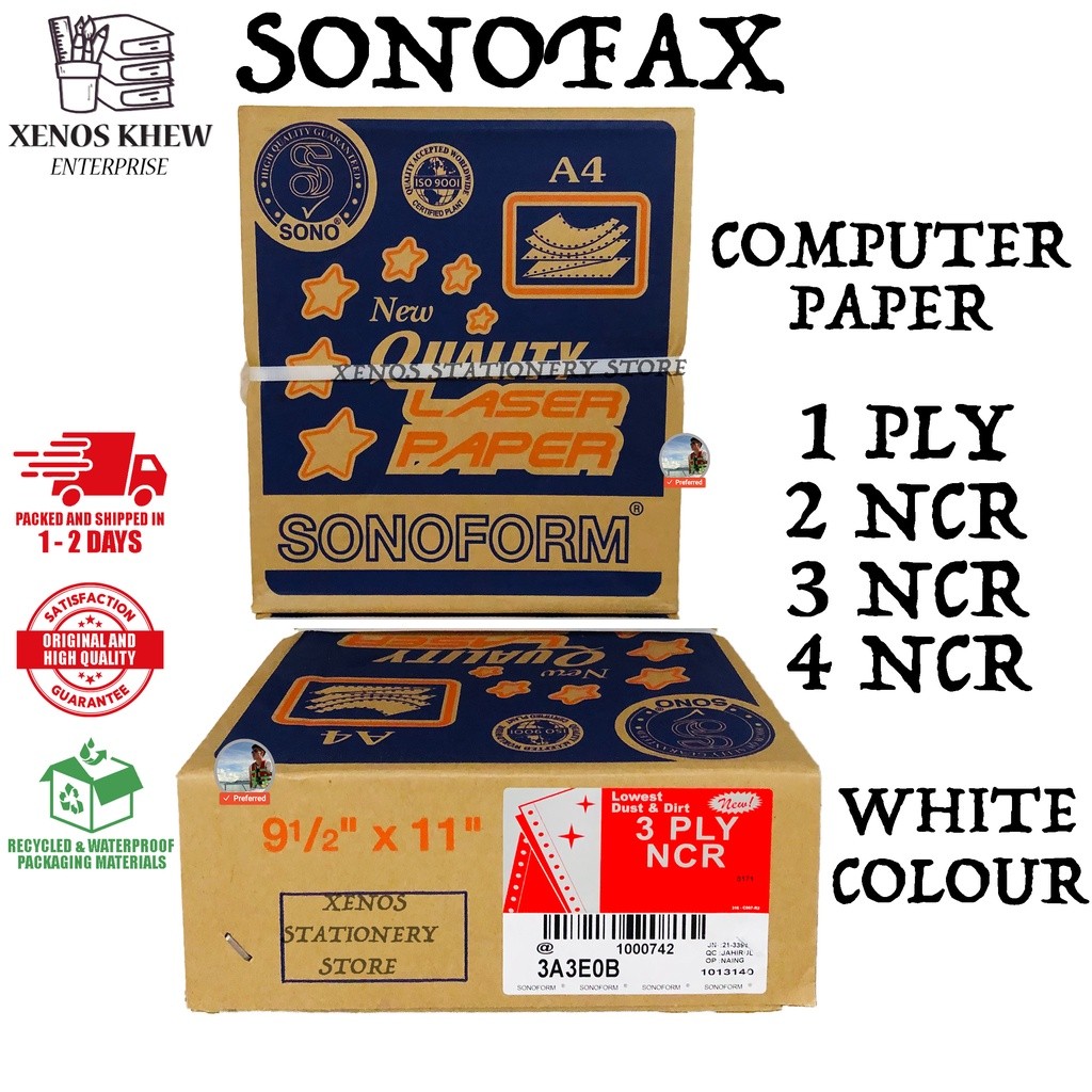 COMPUTER FORM NCR PAPER 9.5'' X 11'' / A4 - 1PLY 2PLY 3PLY 4PLY / 300 ...