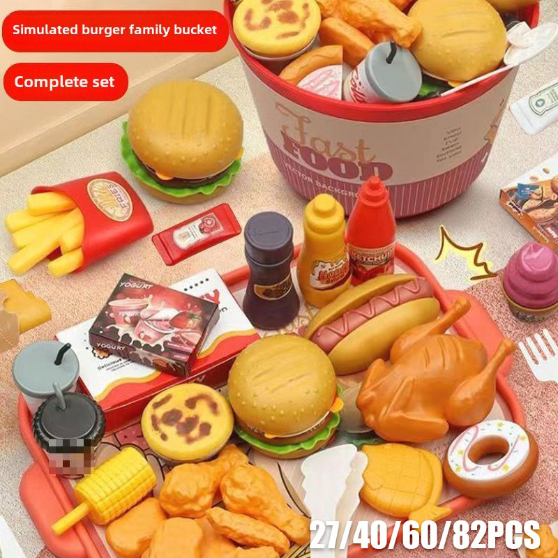 COD 27-82PCS Fast Food Toys Hamburger Pretend Restaurant Game Kids Fast ...