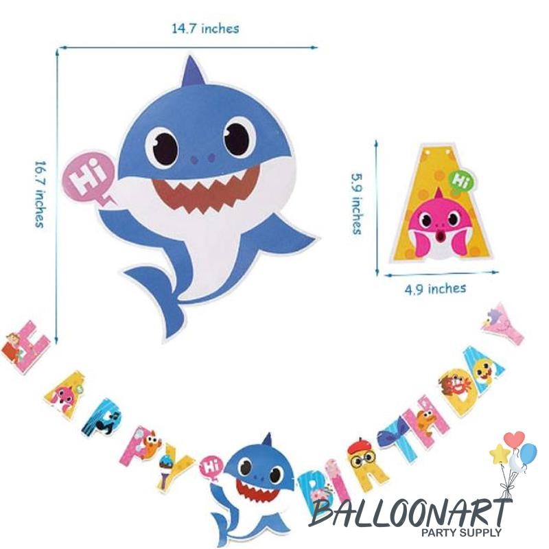 Hbd Baby Shark Character banner/Happy Birthday banner/Birthday banner ...