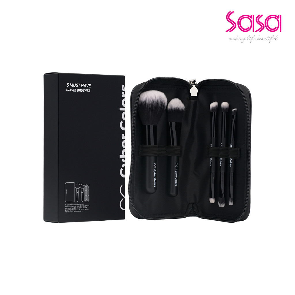 Cyber Colors Mini Make-up Brush Travel Set (5pcs) | Shopee Malaysia