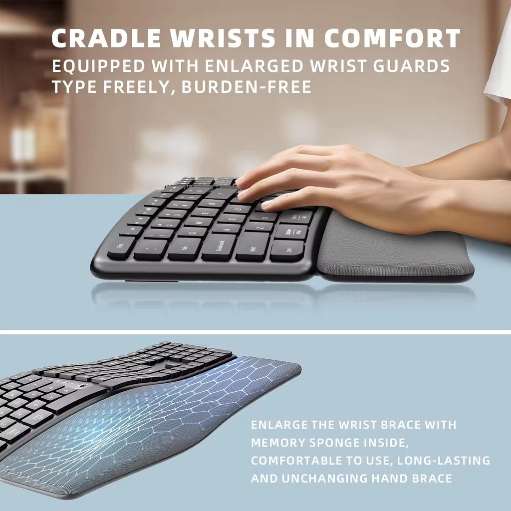 Ergonomic Split 2 4g Wireless Keyboard Naturaltyping Multi Device