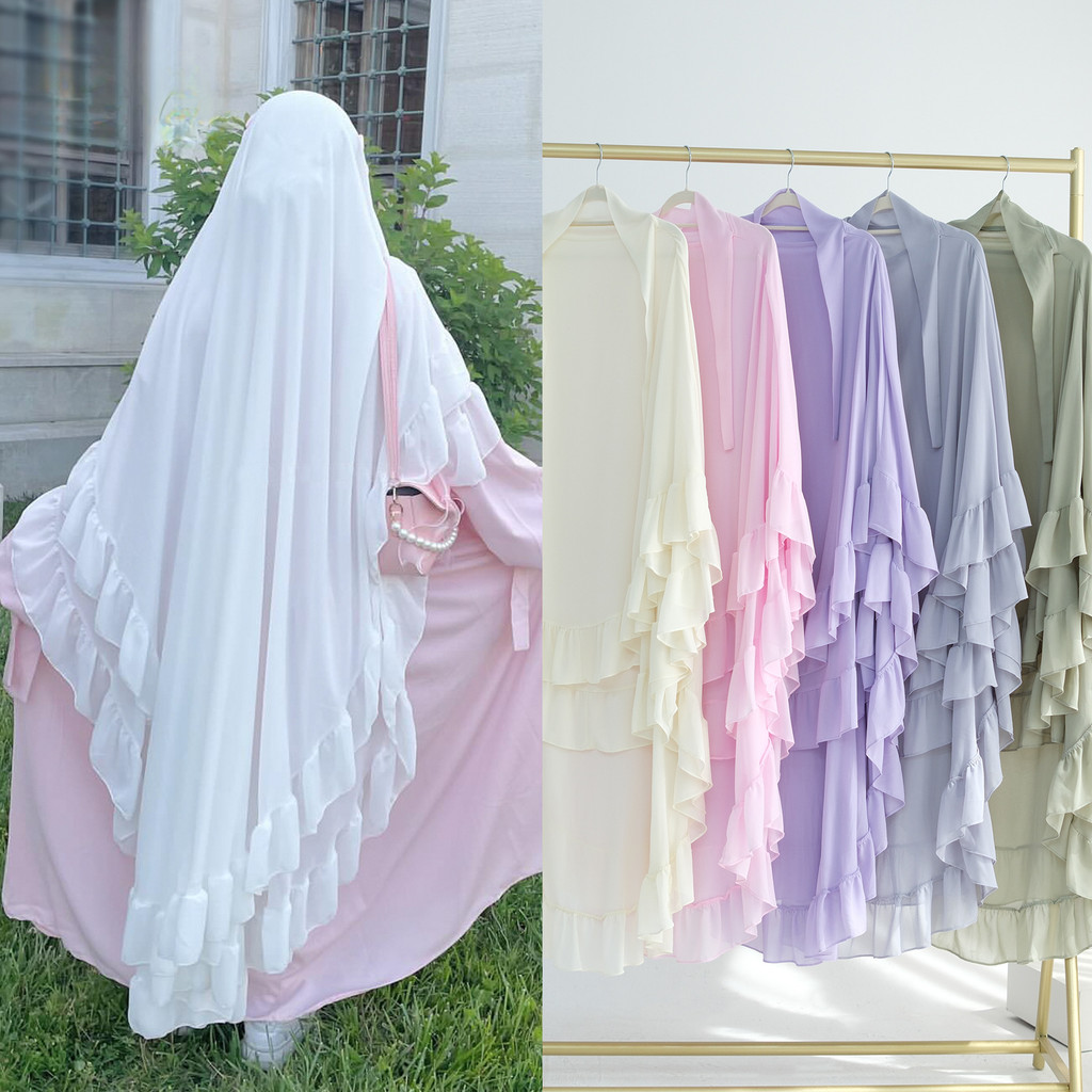 Ramadan Plain Big Khimar Veils Chiffon turban Instant Hijab Muslim ...