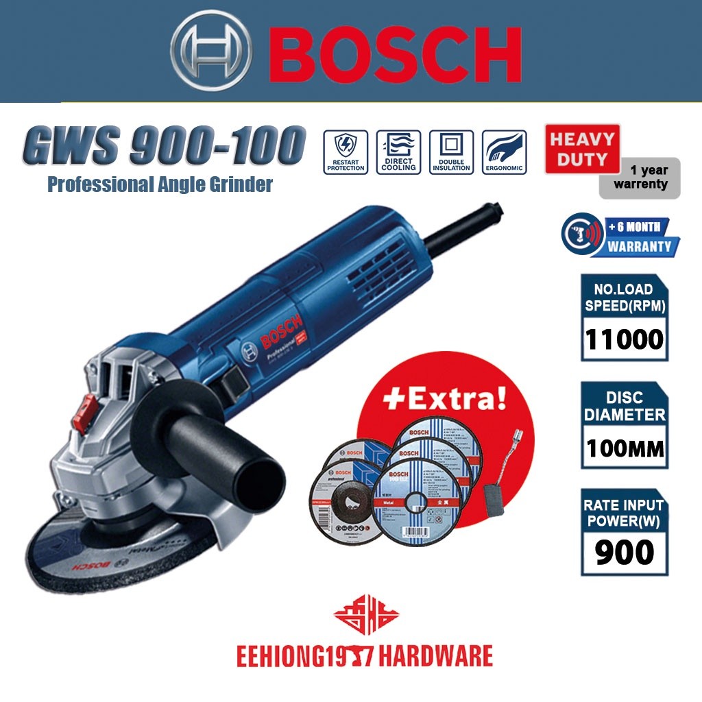 BOSCH GWS 900-100 Professional Angle Grinder With Grinding Disc Cutting ...