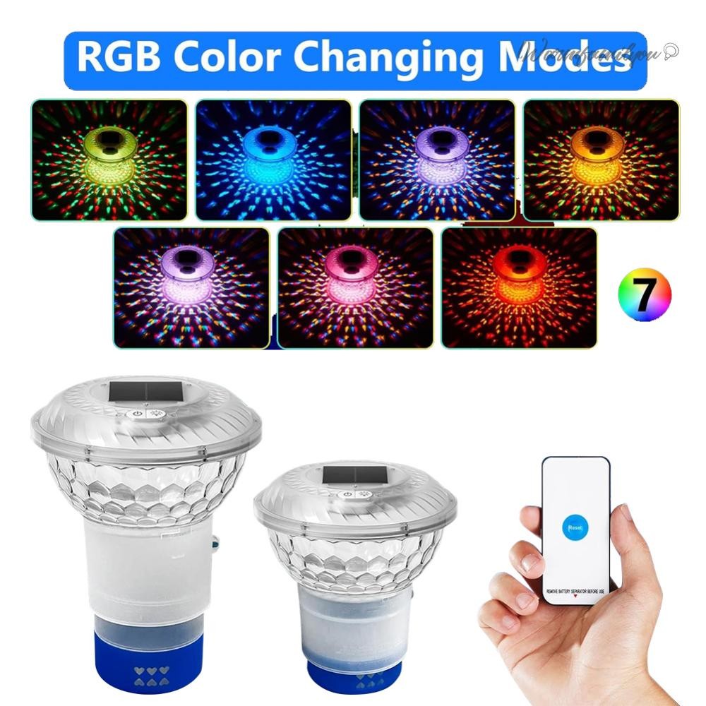 800mAh Solar Pool Chlorine Floater with Colorful Lights Adjustable ...