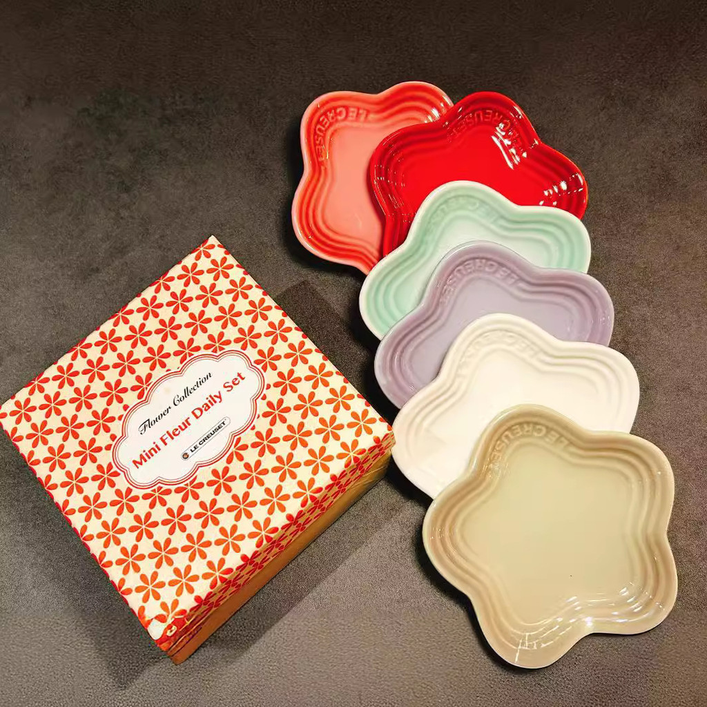 Perancis LE CREUSET warna sejuk enamel stoneware 11c piring kecil bunga ...