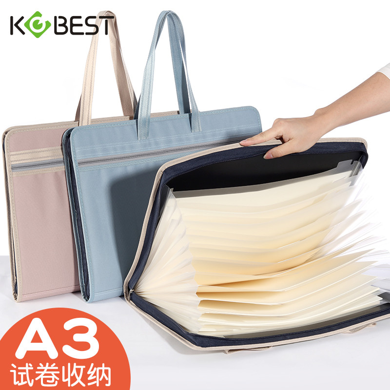 Folder Akordion Kanvas A3 Berbilang Lapisan Beg Penyimpanan Kertas ...