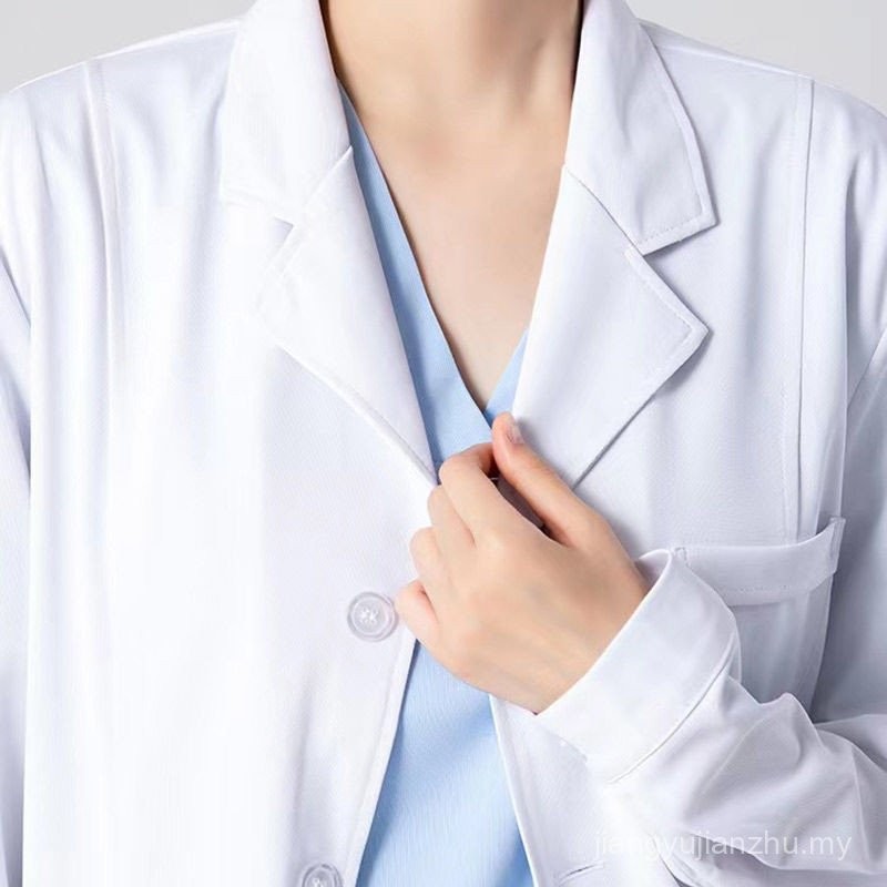 Nurse Clothes Long-Sleeved White Coat Lab Clothes Student Short-Sleeved ...