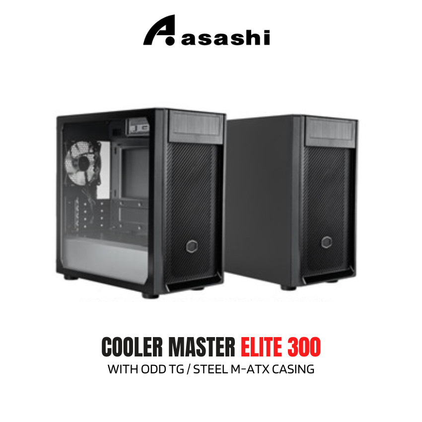 COOLER MASTER Elite 300 With ODD TG/Steel MATX Casing E300-KG5N-S00 TG/E300-KN5N-S00 Steel ...