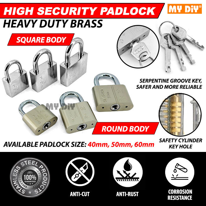 40MM 50MM 60MM HIGH SECURITY PADLOCK STAINLESS STEEL HEAVY DUTY BRASS ...