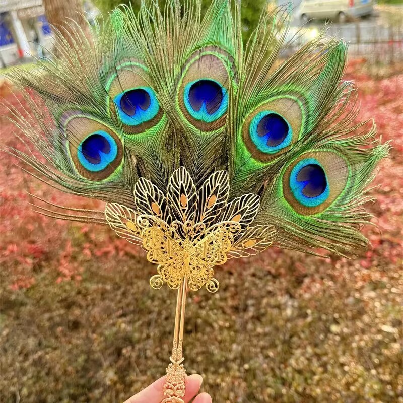 Hot sale Peacock Feather Fan Theater Shooting Props Dance Fan Ancient ...