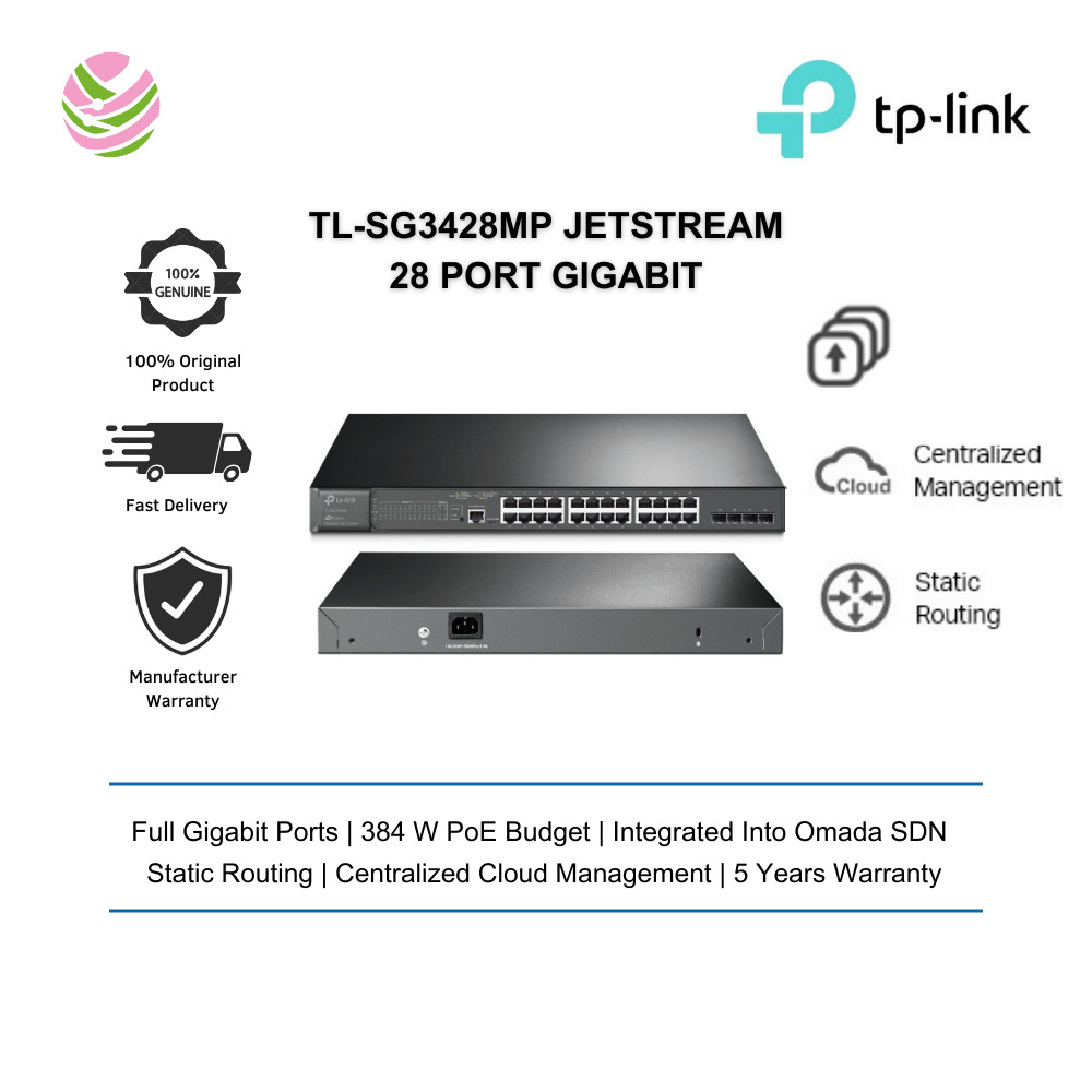 TP-Link Switch Omada TL-SG3428MP JetStream 28 Port Gigabit L2 Managed Switch With 24 Port PoE+ ...