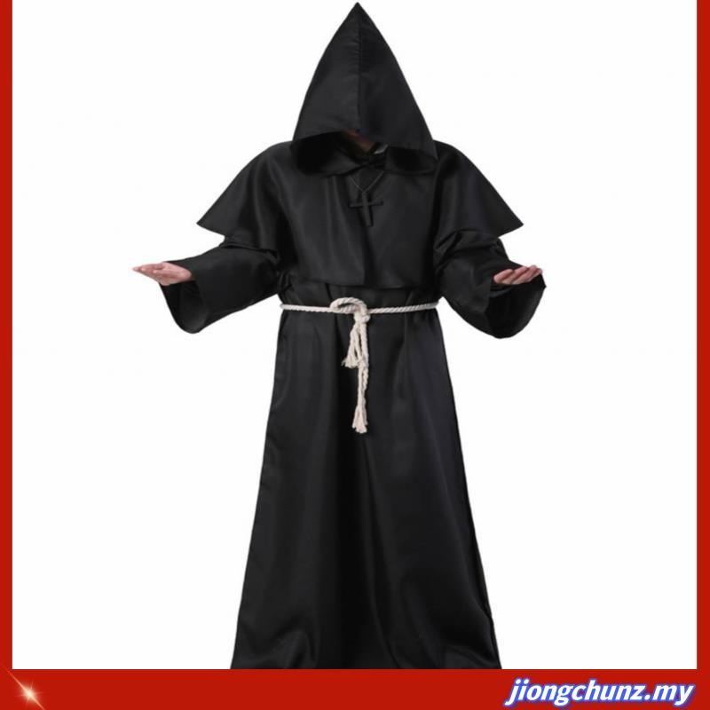 [Halloween Products]Black Hooded Robe for Cosplay,Friar Medieval Monk ...