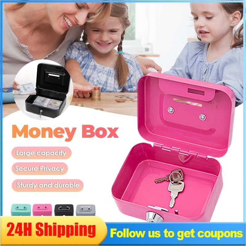 Metal Cash box Lock Mini Locker Money Box with Lock Portable Money ...