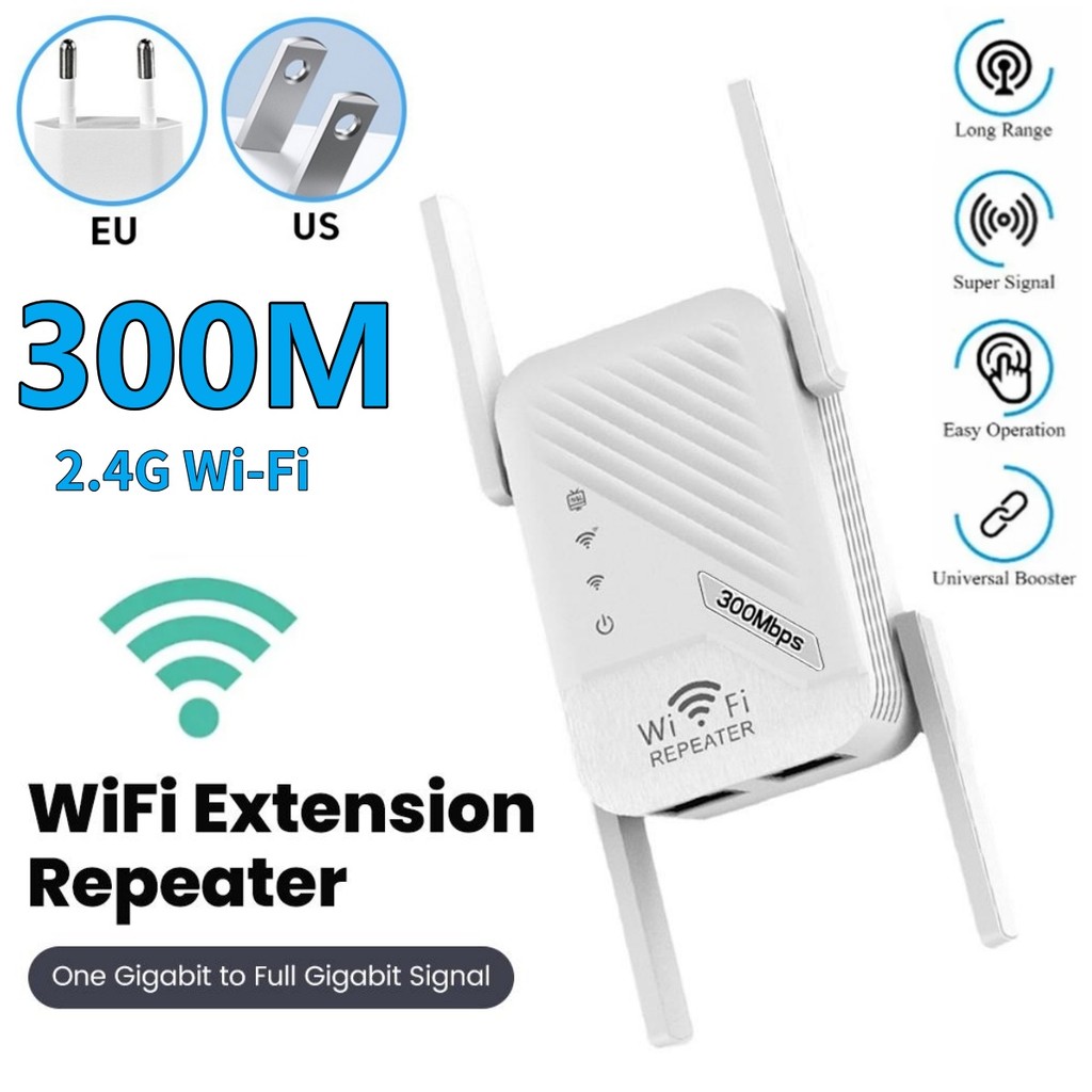 300Mbps WiFi Repeater Wireless WIFI Signal Extender Dual Band 5G 2.4G Network Amplifier Long ...