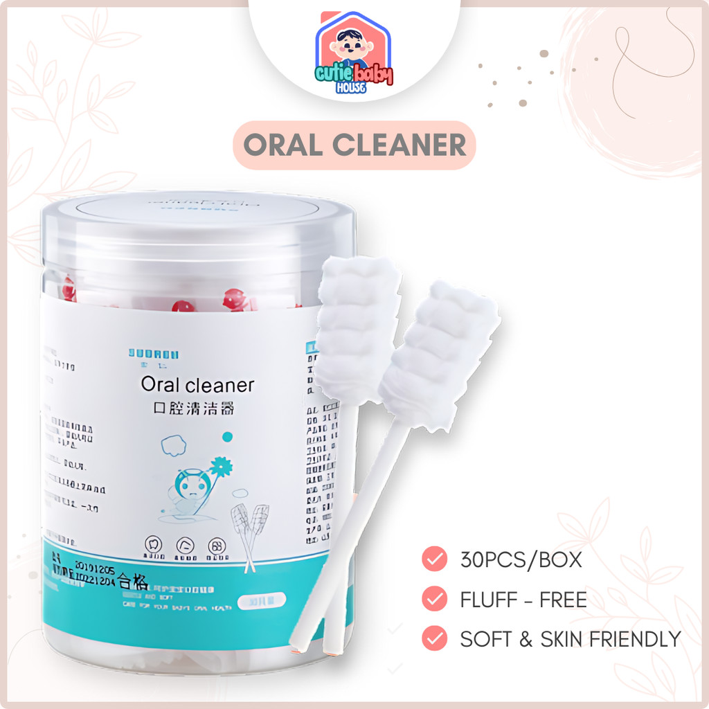 30Pcs Oral Cleaner Baby Cotton Swab Mouth Tongue Cleaner Pembersih ...