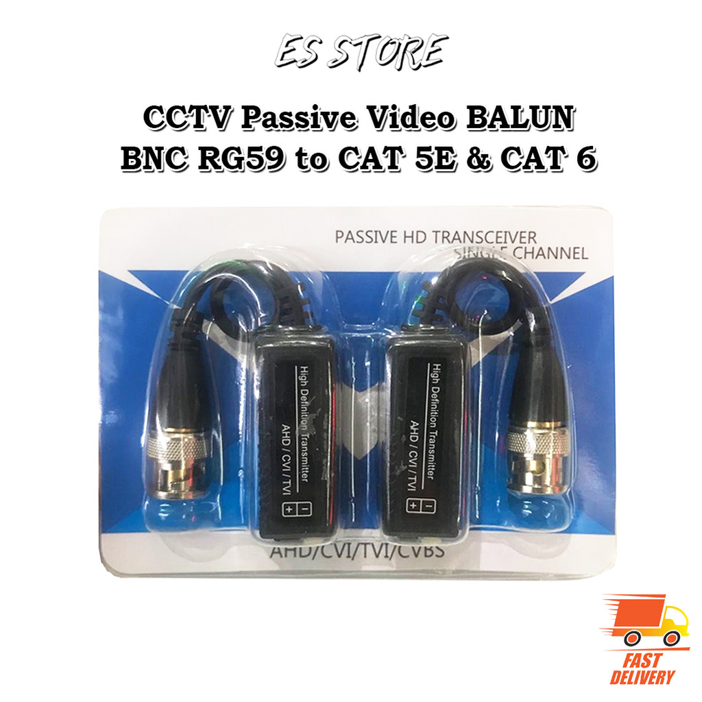 CCTV Passive Video BALUN BNC RG59 to CAT 5E & CAT 6 (1 PAIR) | Shopee ...