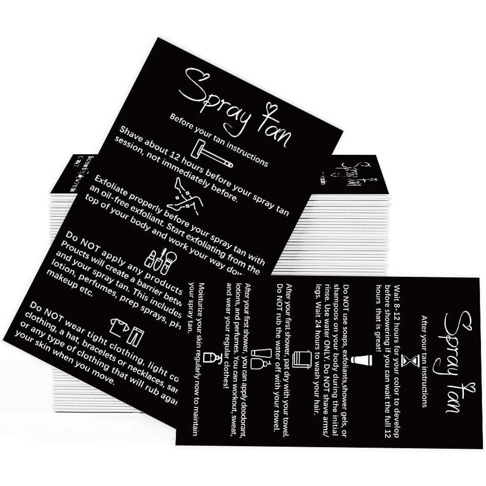 PLIGREAT 60 Pcs Spray Tan Pre & Post Care Instructions - 3.5 x 2 ...