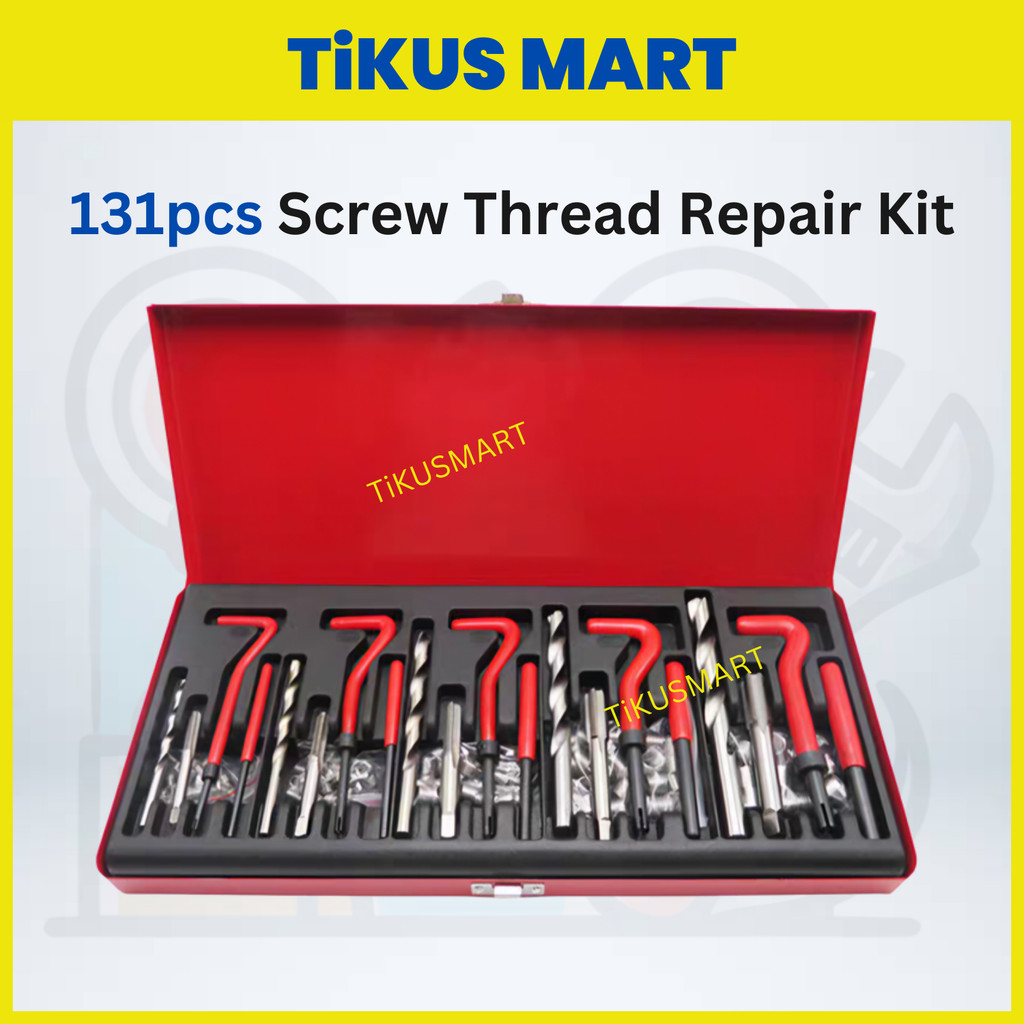 131pcs Screw Thread Repair Kit Set Baiki Trip Skru Set skru loose ...