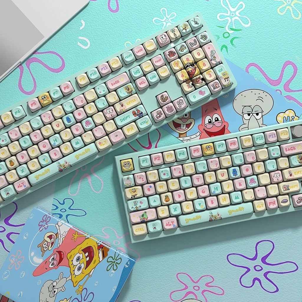 SpongeBob SquarePants Keycap KOA/MOC Profile PBT 140 Keys Five-sided ...