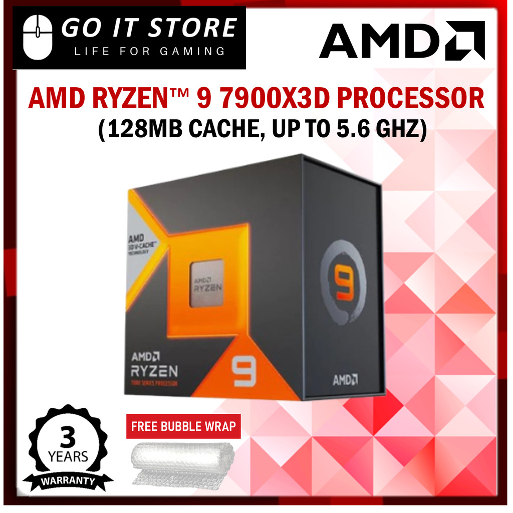 AMD RYZEN 9 7900X3D Socket AM5 Processor (128MB Cache, Up to 5.6GHZ ...