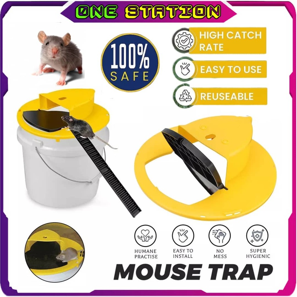 Mouse Trap Rat Catcher Slide Bucket Lid Mouse Rat Trap Reusable Rat ...
