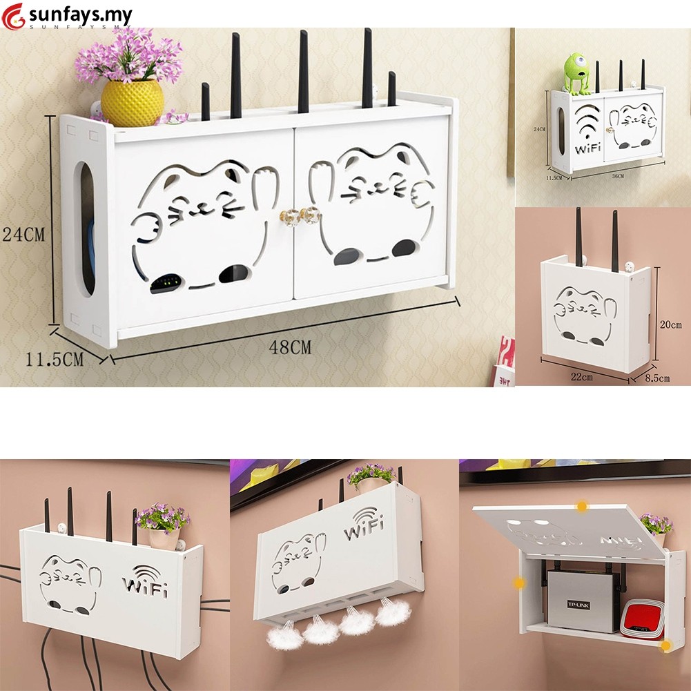 {SUFA} Wireless Router Rack Living Room Wall-mounted WiFi Storage Box ...