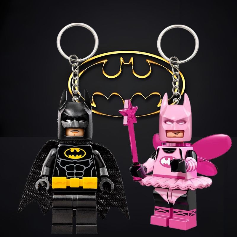 Compatible with LEGO Batman keychain, black cloak, pink fairy couple ...