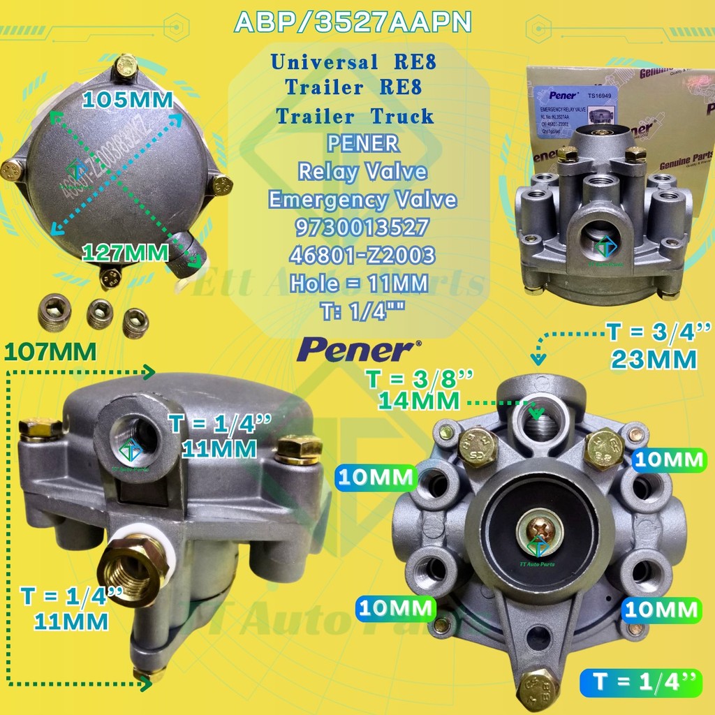 Relay Valve / Injap Relay (Hole: 11mm T: 1/4") Universal RE8 281876 ...