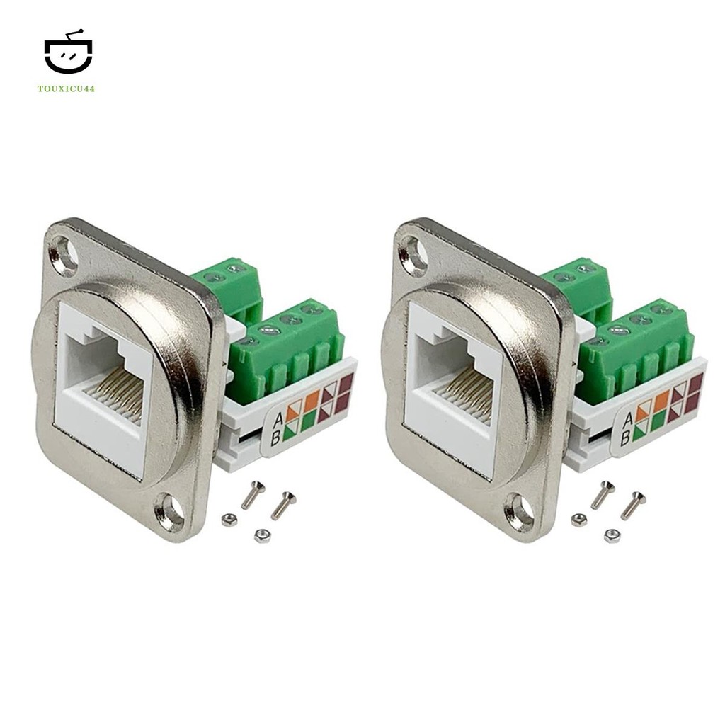 2PCS RJ45 Panel Mount Screw Terminal Adapter, RJ45/8P8C Female Panel Mount Connector, RJ45 ...