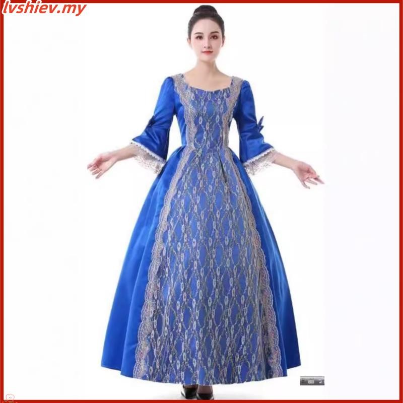 Women's Renaissance Medieval Prom Dress, Queen's Champagne Costume ...