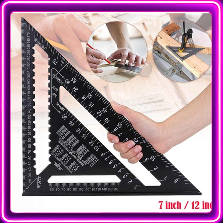 7"/ 12" INCH TRIANGLE RULER Square Metric Aluminium Alloy Triangular ...