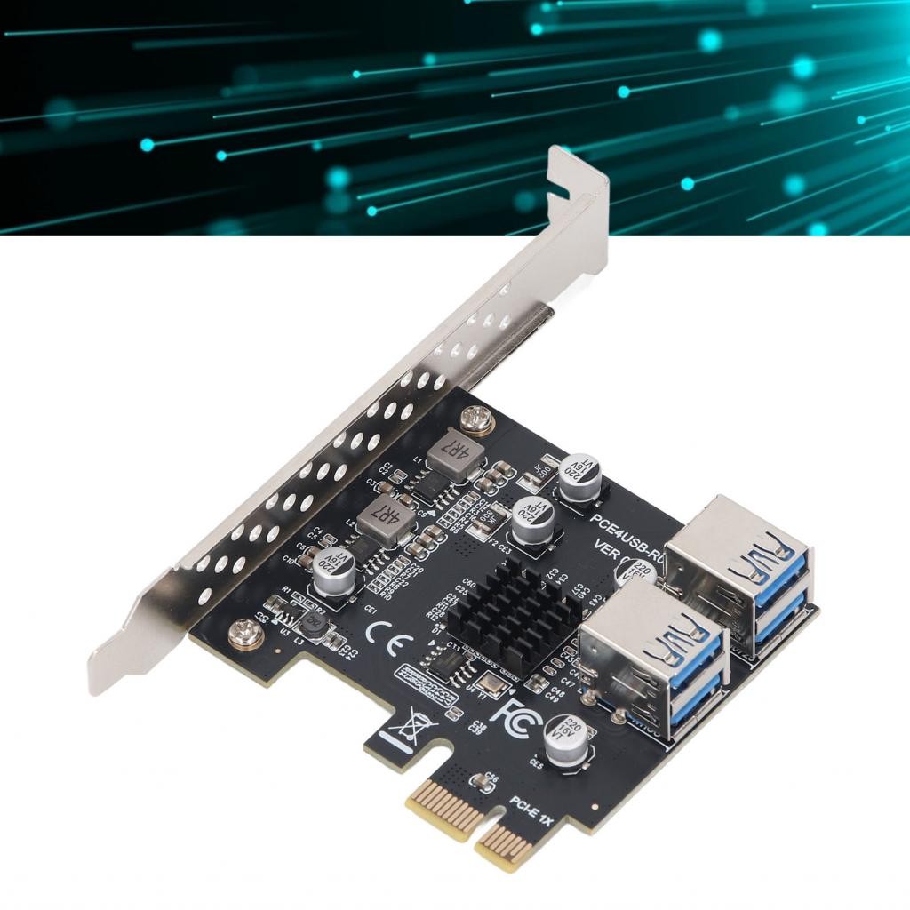 Honglai8 PCI E 1x To 4 USB 3.0 Rabbet GPU A 5Gbps PCB 5V 2A USB3.2 GEN1 ...