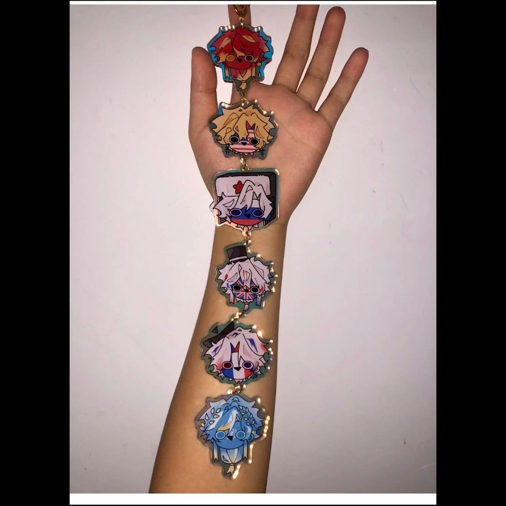 Countryhumans Keychain Man Anime Key Chain Women Key Holder Couples ...