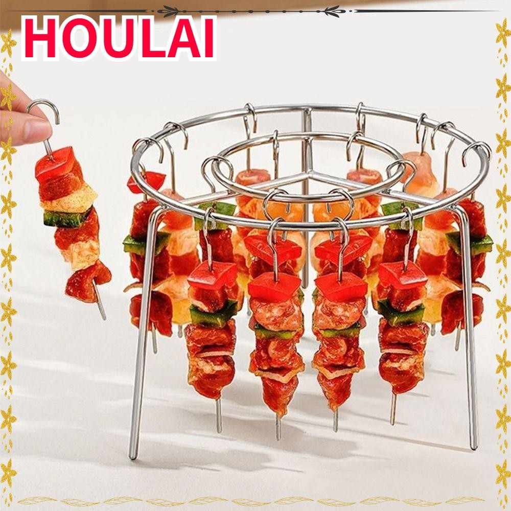 HOULAI Vertical Grill Rack, Stainless Steel 24 Skewer Holder, String ...