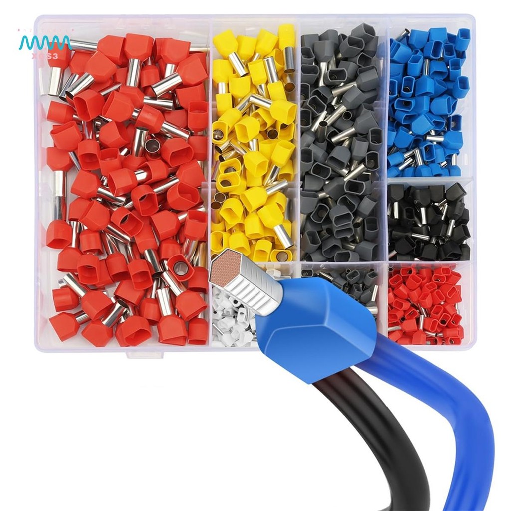 750pcs Twin Wire Ferrules Kit Wire Terminal Ferrules Crimp Connector ...