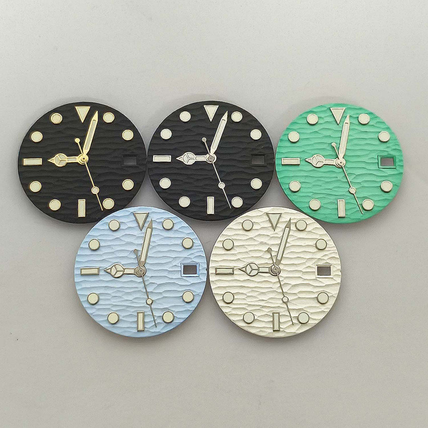 28.5mm Wave Pattern Watch Dial Watch Hands No Logo Green Luminous Watch ...