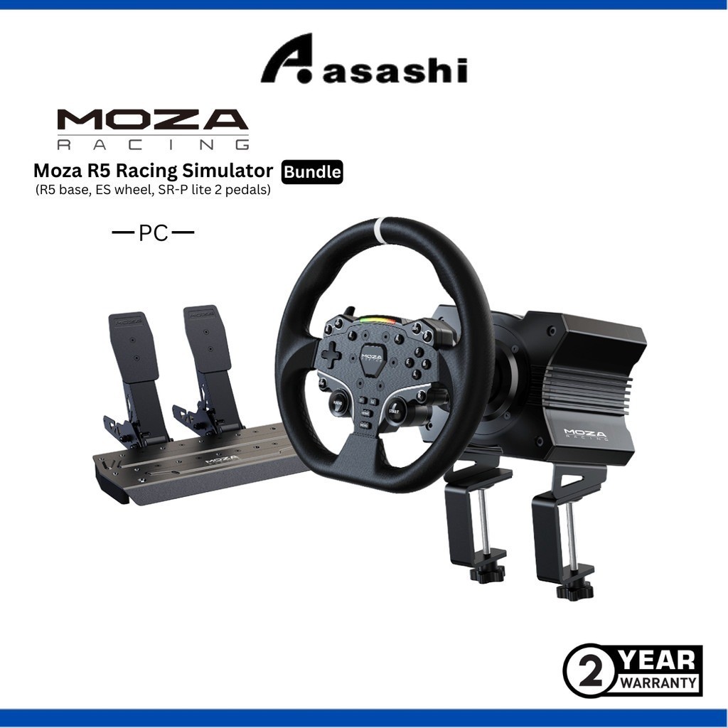 Moza R5 Racing Simulator Bundle (R5 base, ES wheel, SR-P lite 2 pedals ...