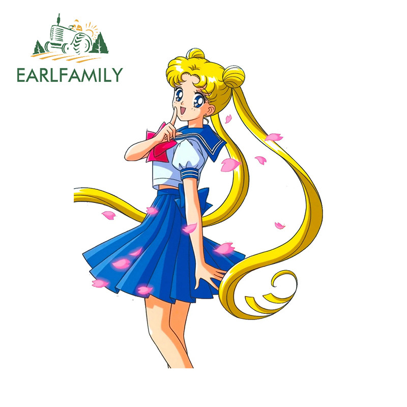 EARLFAMILY 13cm Sailor Moon Car Stickers Cute Car Door Protector Water ...