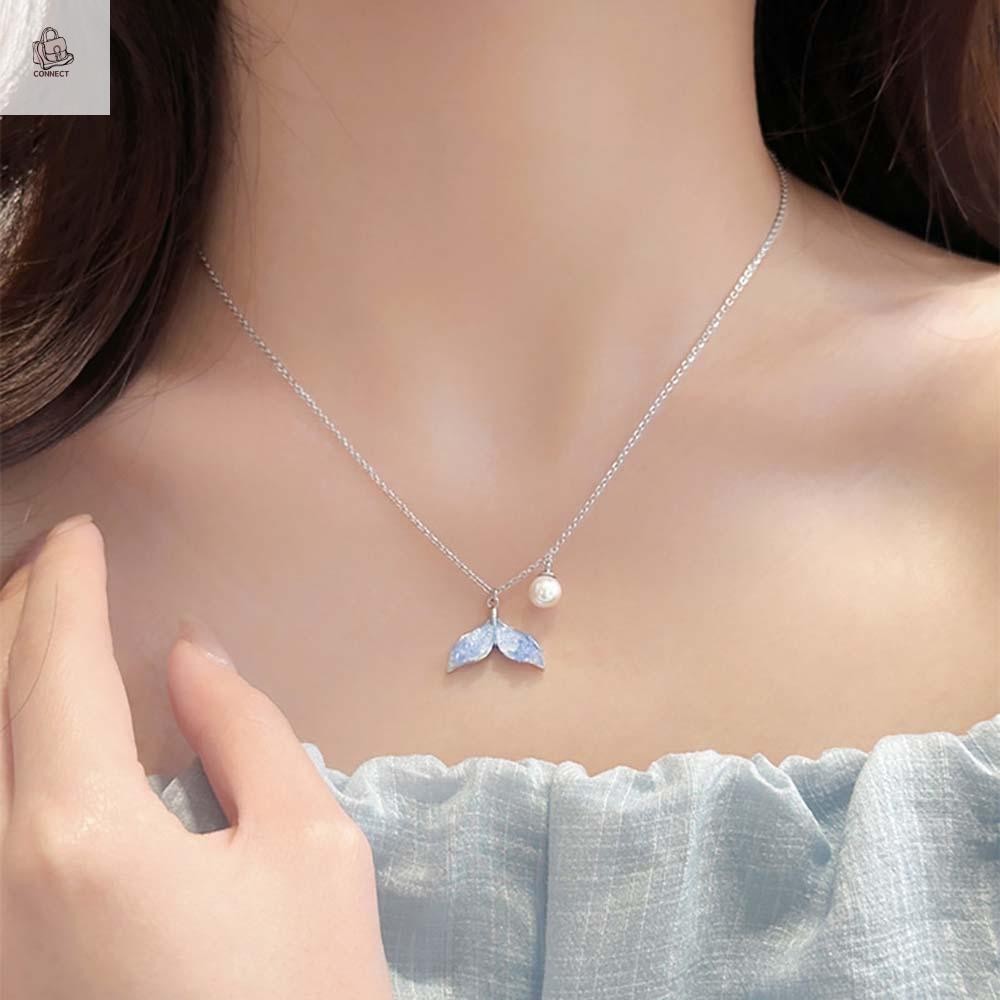 CONNECT Ocean Mermaid Tail Necklace, Clavicle Chain Ocean Animal ...