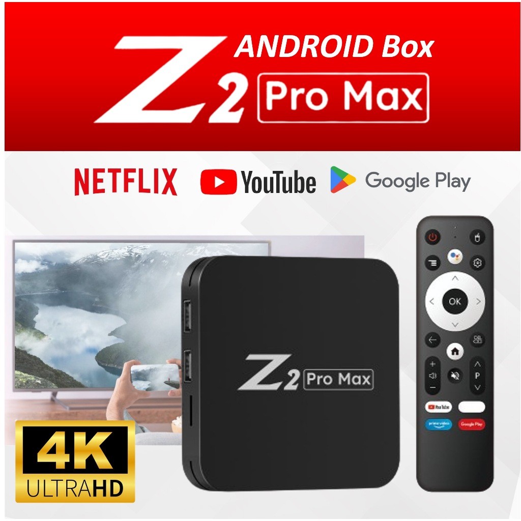 Z2 Pro Max 4K Android TV Box Android Box 2GB Ram 16GB ROM with Android 10.0 Support Youtube ...