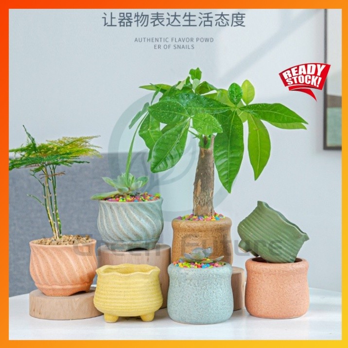 3 Type 彩色简约个性花盆 Succulent Pot Cactus Pot Zakka Minimalism Planter Pasu ...