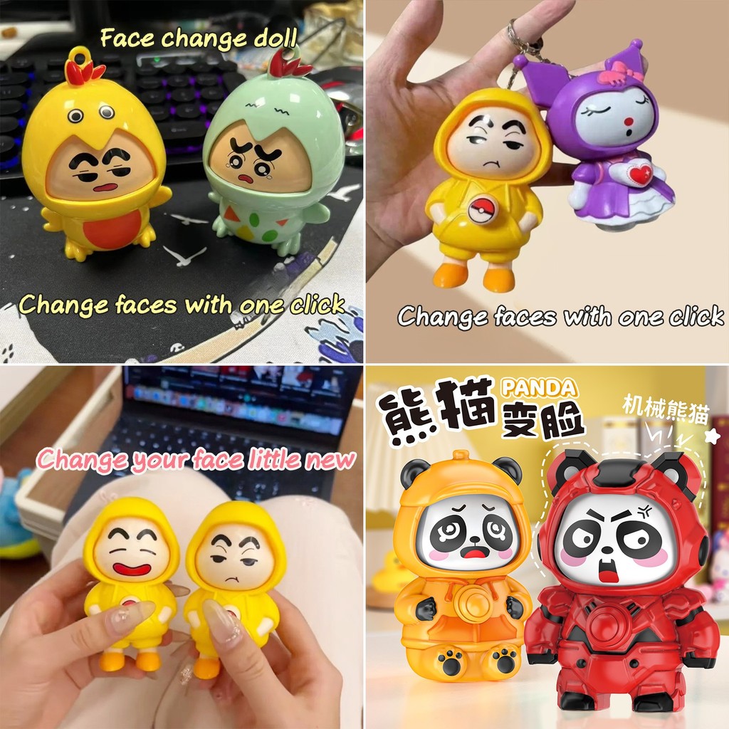 Crayon Shin-Chan Keychain Creative Face Changing Keyring Funny Stress ...