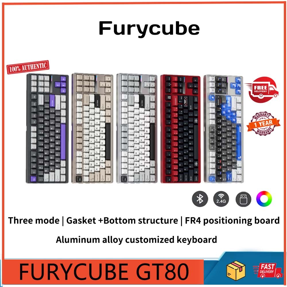 FURYCUBE GT80 three mode aluminum alloy customized mechanical keyboard ...